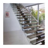 China Made in China invisible stringer wood step staircase one beam solid wooden straight staircase for sale