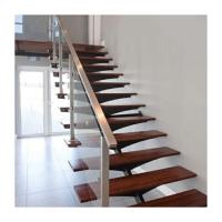 China Residential wood railing for stairs indoors unique keel straight steel wood staircase for sale