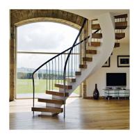 China House project wood veneer stairs mono keel wood treads straight staircase for sale