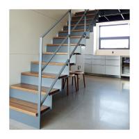 China Factory direct supply solid timber tread close riser stair unique keel straight stairway interior wood stairway for sale