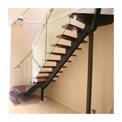 China Foshan factory solid wood staircases mono keel exterior straight staircase for sale