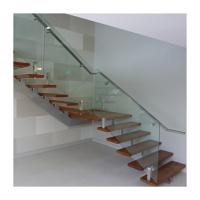 China Foshan factory solid wood staircases mono keel exterior straight staircase for sale