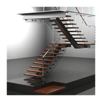 China Foshan factory solid wood staircases mono keel exterior straight staircase for sale