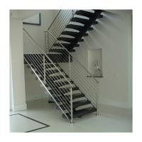 China Factory supply indoor wood staircase design unique keel wood tread straight stairway for sale