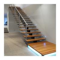 China Made in China solid wooden indoor stairs single keel l shape straight steel wood stairway for sale