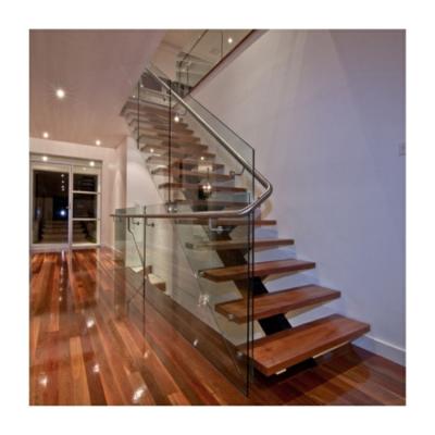 China Factory supplying rubber wooden stairs mono keel solid wooden straight stairway for sale