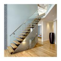 China Factory supplying rubber wooden stairs mono keel solid wooden straight stairway for sale
