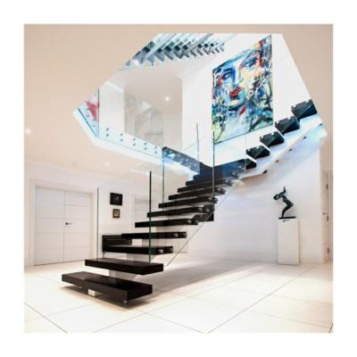 China General direct sales steel wood staircase mono keel mono beam wood straight stairs for sale