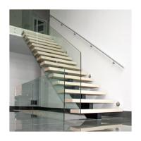 China Factory supply stairs used safe wood panel railing single stringer wood cover iron straight stairway for sale