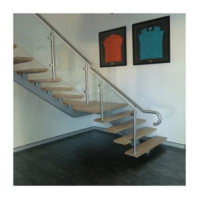 China Wholesale agent railing outdoor stairs wooden one beam straight floating stairway wood for sale