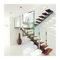 China WilliamArchi wood and iron railings for stairs central stringer wood straight floating stairs for sale