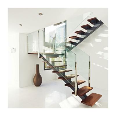 China WilliamArchi wood and iron railings for stairs central stringer wood straight floating stairs for sale