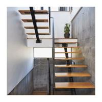 China WilliamArchi wood and iron railings for stairs central stringer wood straight floating stairs for sale