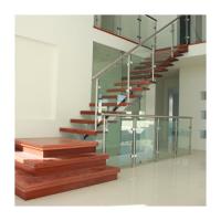 China Manufacturer wood attic stairs mono beam straight staircase wood oak steps stair for sale
