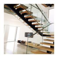 China Manufacturer wood attic stairs mono beam straight staircase wood oak steps stair for sale
