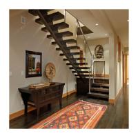 China Factory direct outside wood stairs mono beam modern wood straight staircase for sale