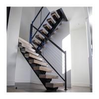 China Factory supply custom-made steel wood staircase unique keel solid wood tread straight staircase for sale