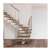 China Townhouse indoor wooden tread staircase single stringer oak wood steps straight staircase for sale