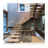 China Wholesale agent oak wooden tread stairs single beam indoor wood straight stairway for sale