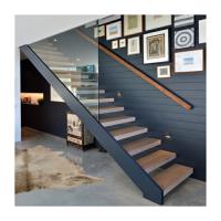 China Wholesale agent oak wooden tread stairs single beam indoor wood straight stairway for sale