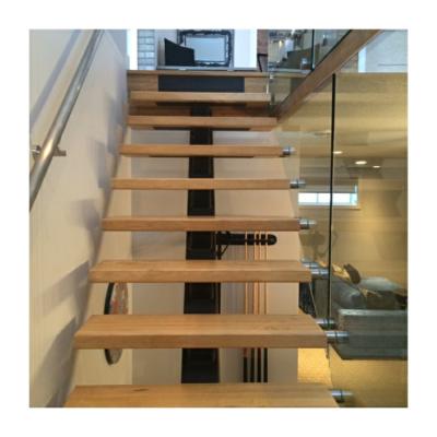 China Library removable wood stair single keel wooden step straight stairway for sale