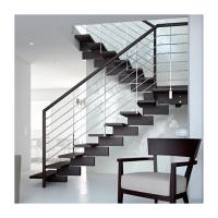 China Villa indoor glass railing wood stair single beam metal straight staircase kits for sale