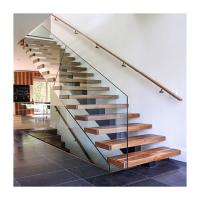 China Villa indoor glass railing wood stair single beam metal straight staircase kits for sale