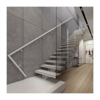 China Villa indoor glass railing wood stair single beam metal straight staircase kits for sale