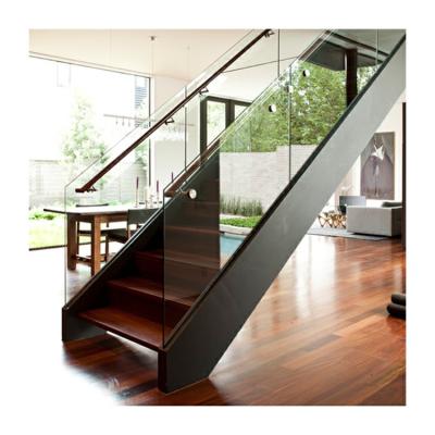 China Factory price solid wood balustrade one beam straight metal stair kits for sale