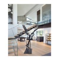 China Factory price solid wood balustrade one beam straight metal stair kits for sale