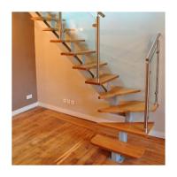 China Foshan factory modern wood stairs central stringer wood ladder for straight stairs for sale