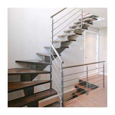 China Factory direct sales wooden stairs design one beam straight staircase dimensions for sale