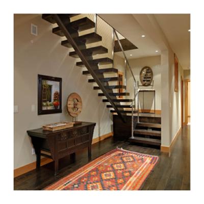 China Townhouse cheap wooden steps stairs unique keel wood step glass straight stairway for sale