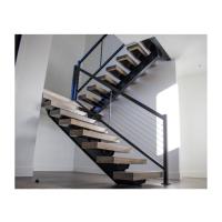 China Manufacturer supply cheap wood staircase design one beam wood tread straight stair for sale