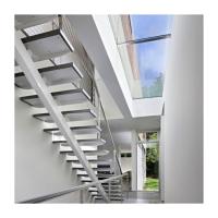 China Factory seller attic wood stairs mono keel straight glass wood stairway for sale
