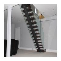 China Townhouse various wooden box tread staircase central keel steel solid wood straight stairway for sale