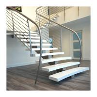 China China oak solid wooden indoor stairs one beam straight wood glass stairs price for sale