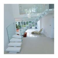 China China factory thin solid wood tread stairs single stringer modern wood tread straight stairway for sale