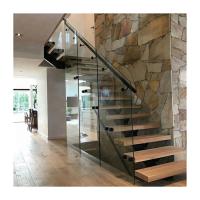 China China factory thin solid wood tread stairs single stringer modern wood tread straight stairway for sale