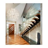 China Factory supply outdoor wood stair mono beam straight cantilever wood stairs for sale