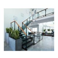 China China factory stainless steel clamp wood stairs mono stringer straight staircase with wood treads for sale