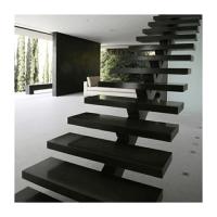 China Household individual  indoor wooden staircase central stringer oak wood steps straight stair for sale