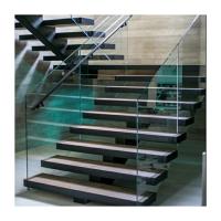 China Household individual  indoor wooden staircase central stringer oak wood steps straight stair for sale