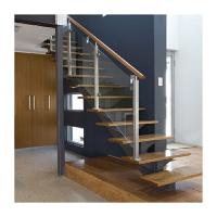 China House project l shape beech wood stairs one beam ready made straight wooden stairs for sale