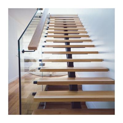 China Factory wholesale wooden stairs mono beam straight wood stair for sale