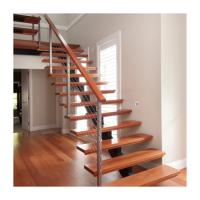 China WilliamArchi stairs wooden pipe handrail mono beam natural solid wood straight stairway for sale