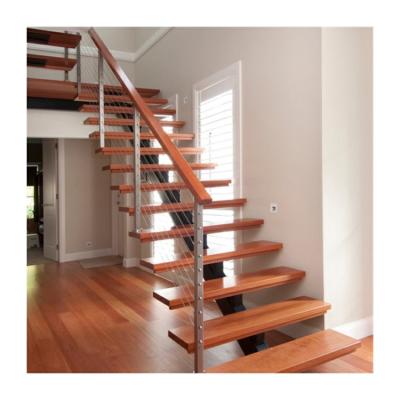 China WilliamArchi stairs wooden pipe handrail mono beam natural solid wood straight stairway for sale