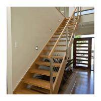 China WilliamArchi stairs wooden pipe handrail mono beam natural solid wood straight stairway for sale