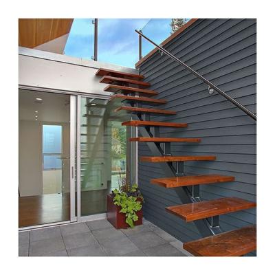 China Made in China indoor wooden stair mono keel straight wood stairway for sale