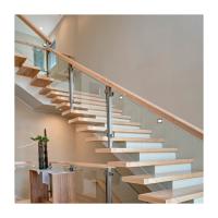 China Manufacturer wood folding stairs one beam wood straight house stair for sale